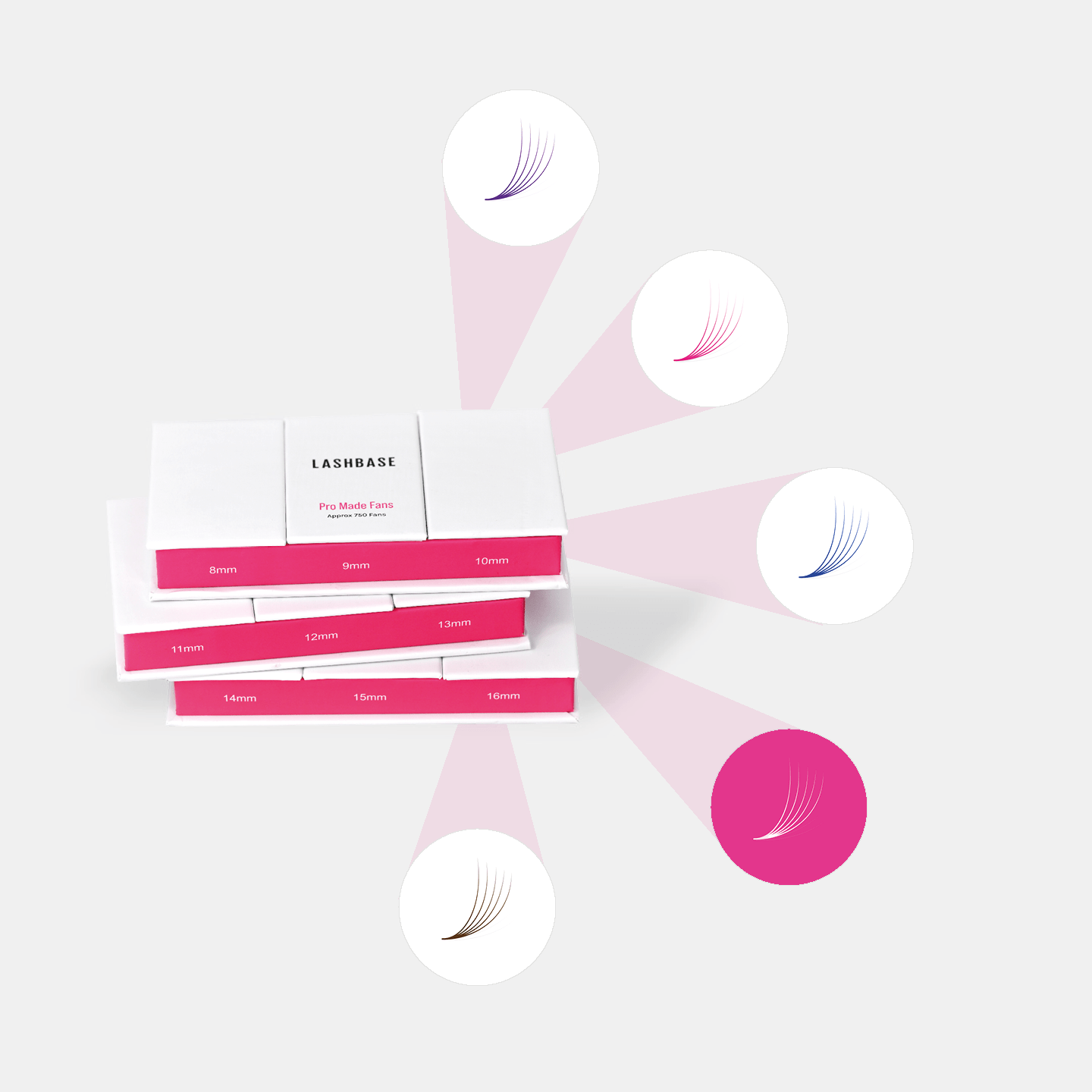 Clearance L Curl Colour Pro Mades - 750 Fans | LashBase